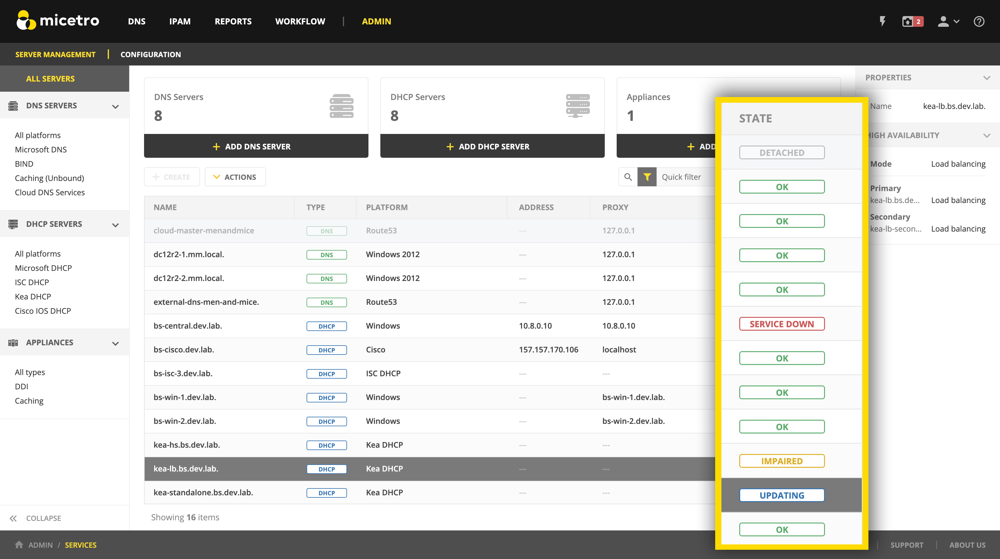 Server states — Micetro by Men&Mice - 10.5 documentation