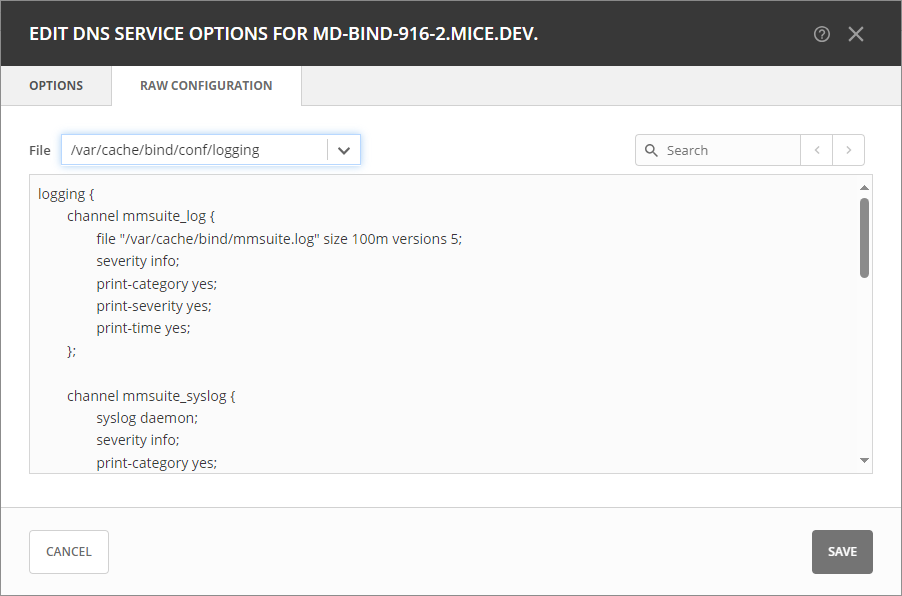 Editing BIND DNS Server Options — Micetro - 11.0 documentation